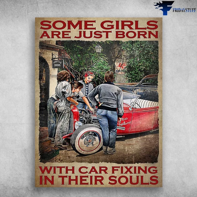 Dopaprint UNFRAMED PAPER POSTER Girl Loves Car, Car Garage Some Girls ...