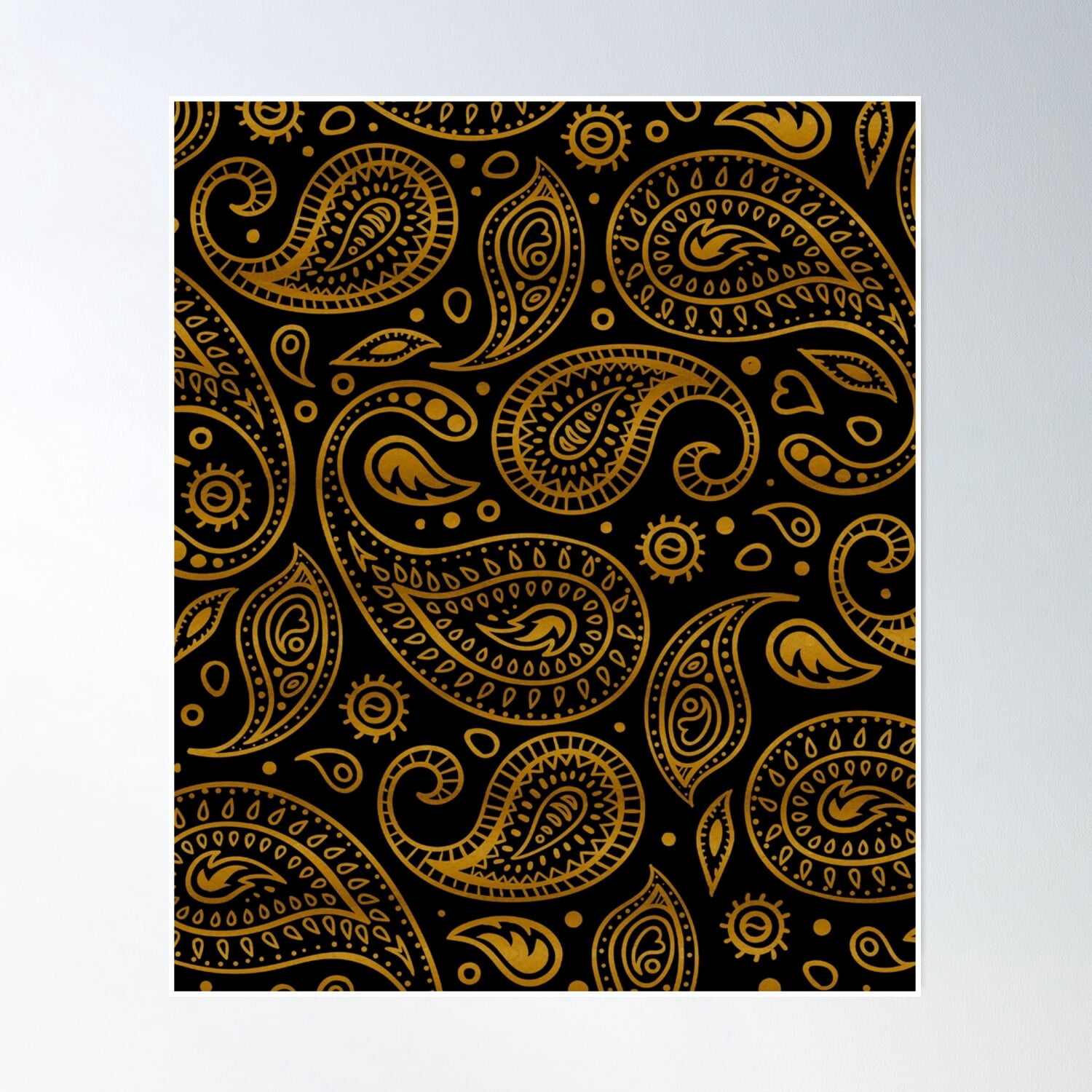 Dopaprint UNFRAMED PAPER POSTER Gold Paisley Poster Wall Art, Modern ...
