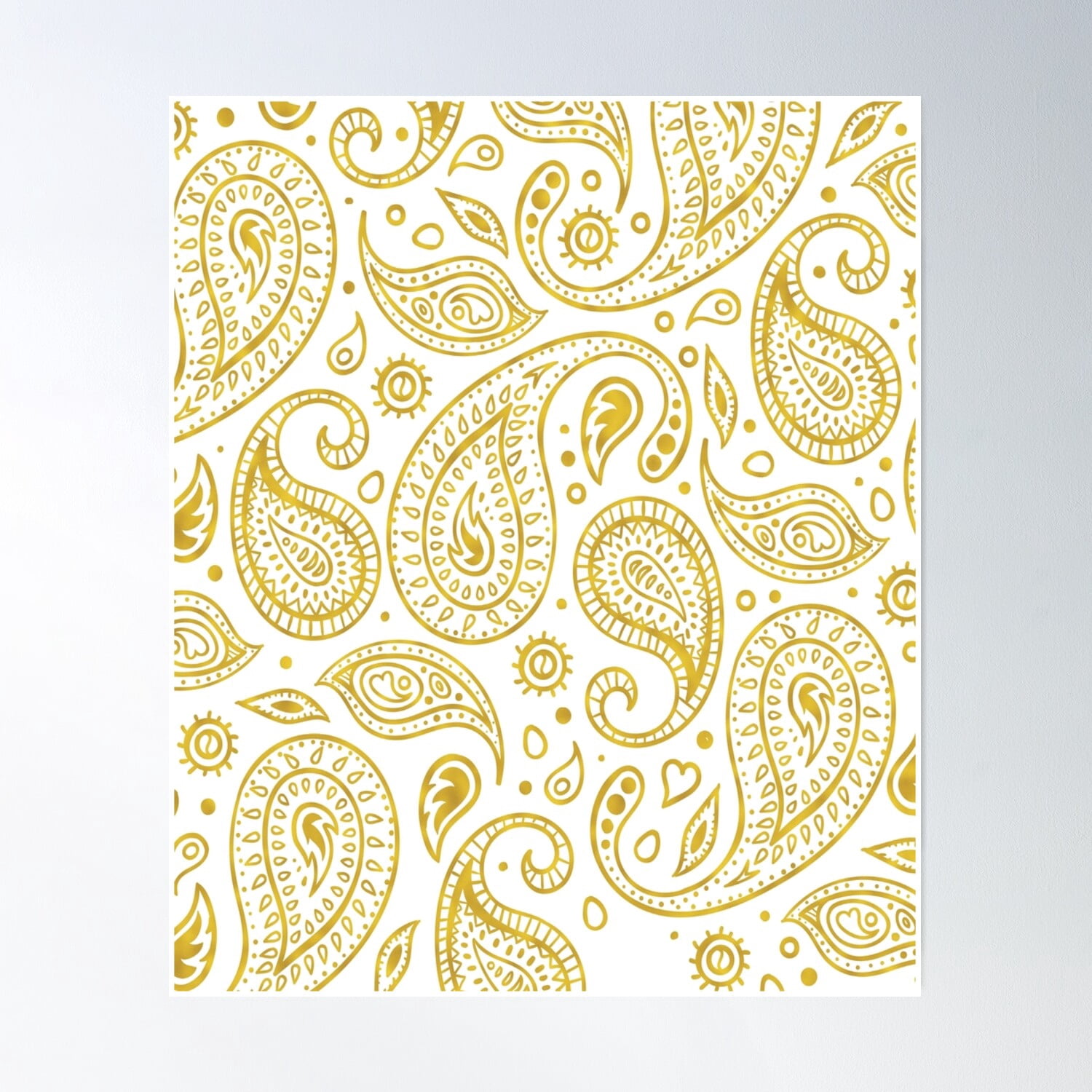 Dopaprint UNFRAMED PAPER POSTER Gold Paisley - White Poster Wall Art ...