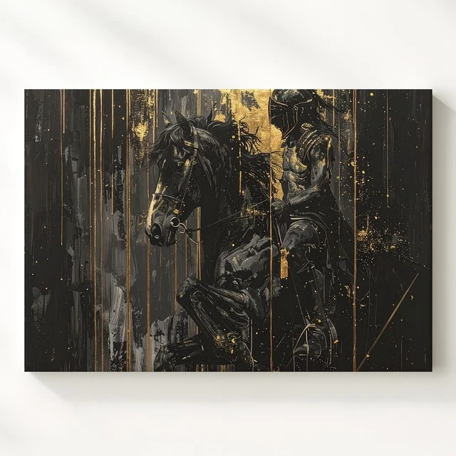 Dopaprint UNFRAMED PAPER POSTER Gold Warrior & Horse Postermonochrome ...