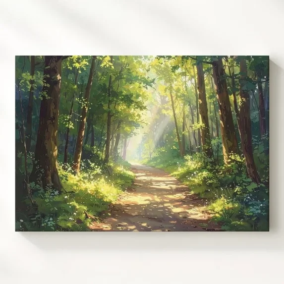 Dopaprint UNFRAMED PAPER POSTER Golden Forest Path Poster Dreamy Sunlit ...