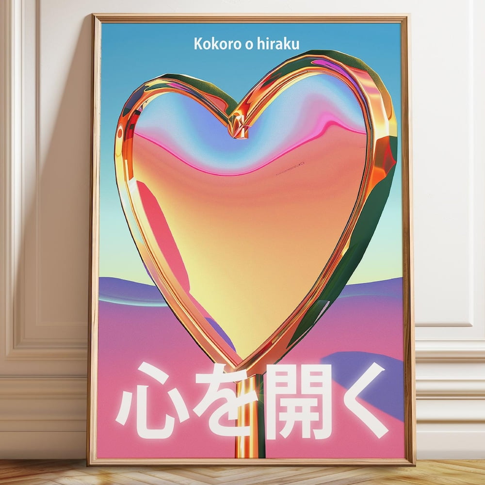 Dopaprint UNFRAMED PAPER POSTER Golden Heart Japanese Poster - Heart ...