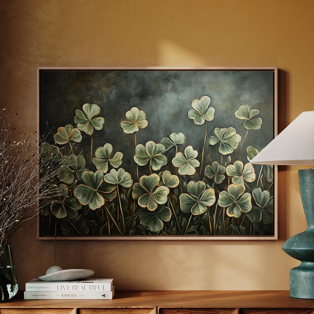Dopaprint UNFRAMED PAPER POSTER Golden-Outlined Clover Poster Wall Art ...