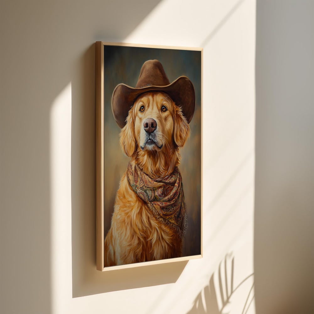 Dopaprint UNFRAMED PAPER POSTER Golden Retriever Cowboy Wall Art ...