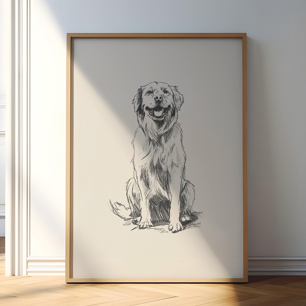 Dopaprint UNFRAMED PAPER POSTER Golden Retriever Poster, Dog Vintage ...