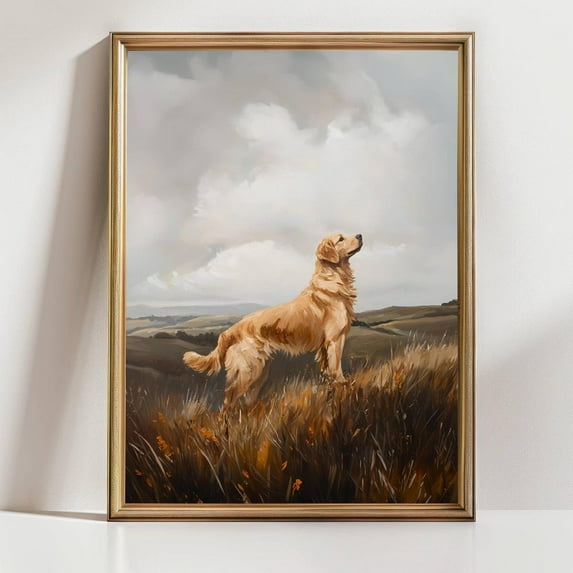 Dopaprint UNFRAMED PAPER POSTER Golden Retriever Wall Art, Dog In Field ...