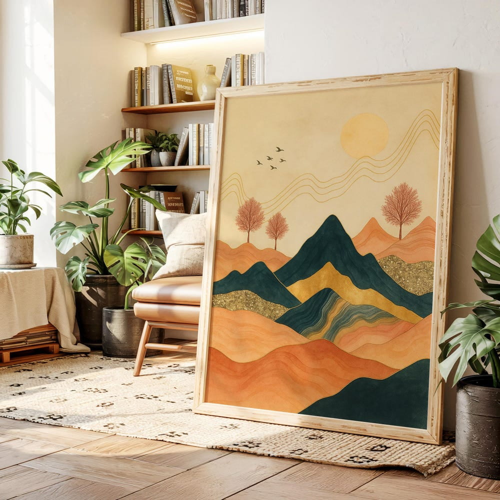 Dopaprint UNFRAMED PAPER POSTER Golden Sunrise Mountain Landscape Art ...