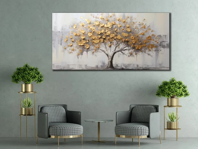 Dopaprint UNFRAMED PAPER POSTER Golden Tree Stunning Grey Wall Art ...
