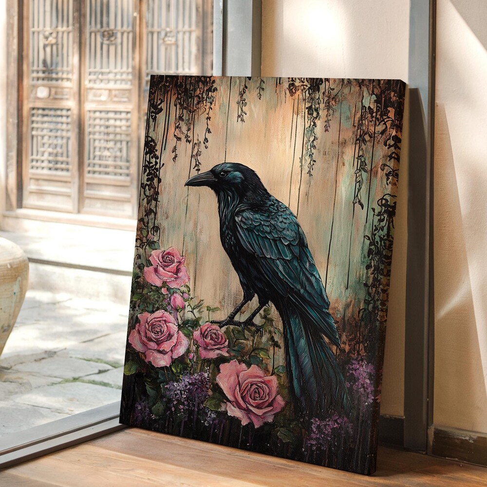 Dopaprint UNFRAMED PAPER POSTER Gothic Raven And Pink Rose Garden ...