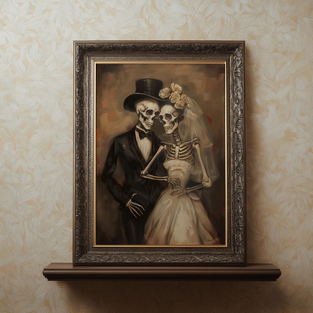 Dopaprint UNFRAMED PAPER POSTER Gothic Skeleton Couple Wall Art, Bride ...