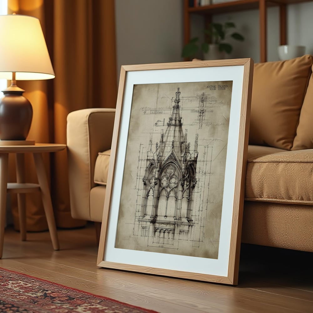 Dopaprint UNFRAMED PAPER POSTER Gothic Spire Blueprint Poster Vintage ...