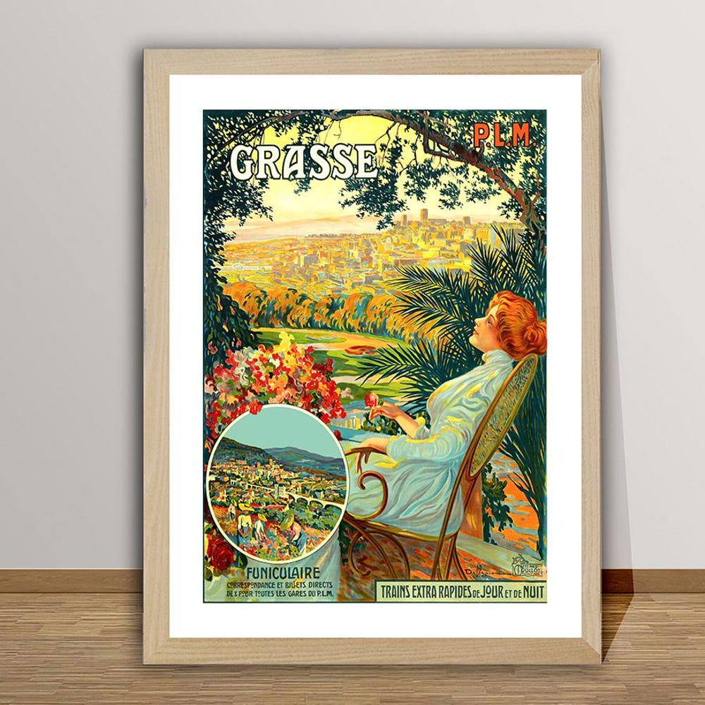 Dopaprint UNFRAMED PAPER POSTER Grasse, France Vintage Travel Poster ...