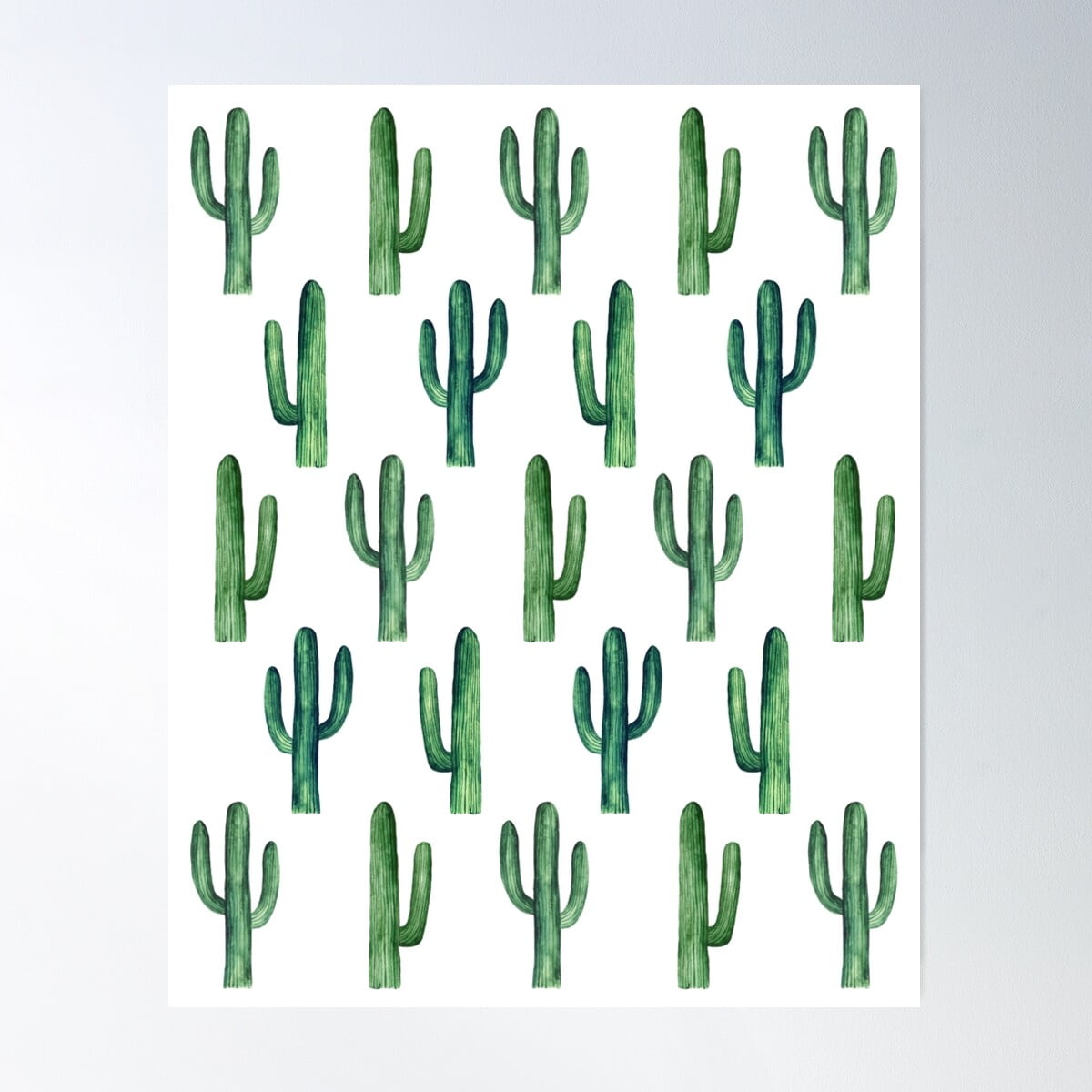 Dopaprint UNFRAMED PAPER POSTER Green Cactus. Watercolor Style Cacti ...