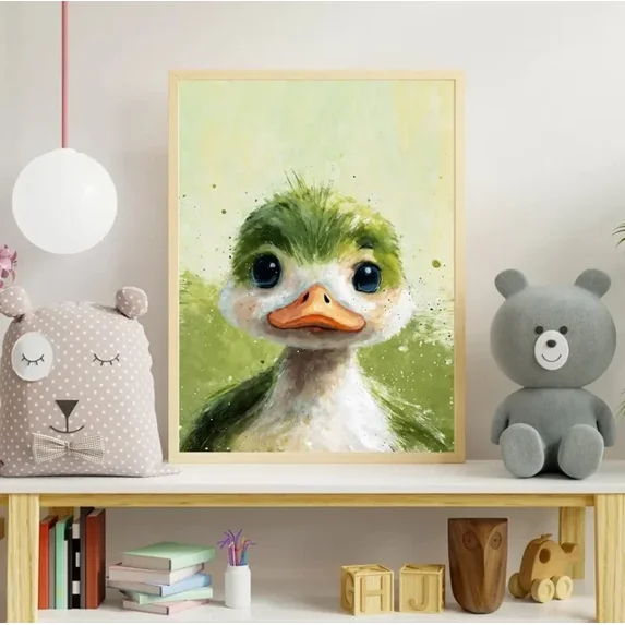 Dopaprint UNFRAMED PAPER POSTER Green Duckling Painting Art Print, Baby ...