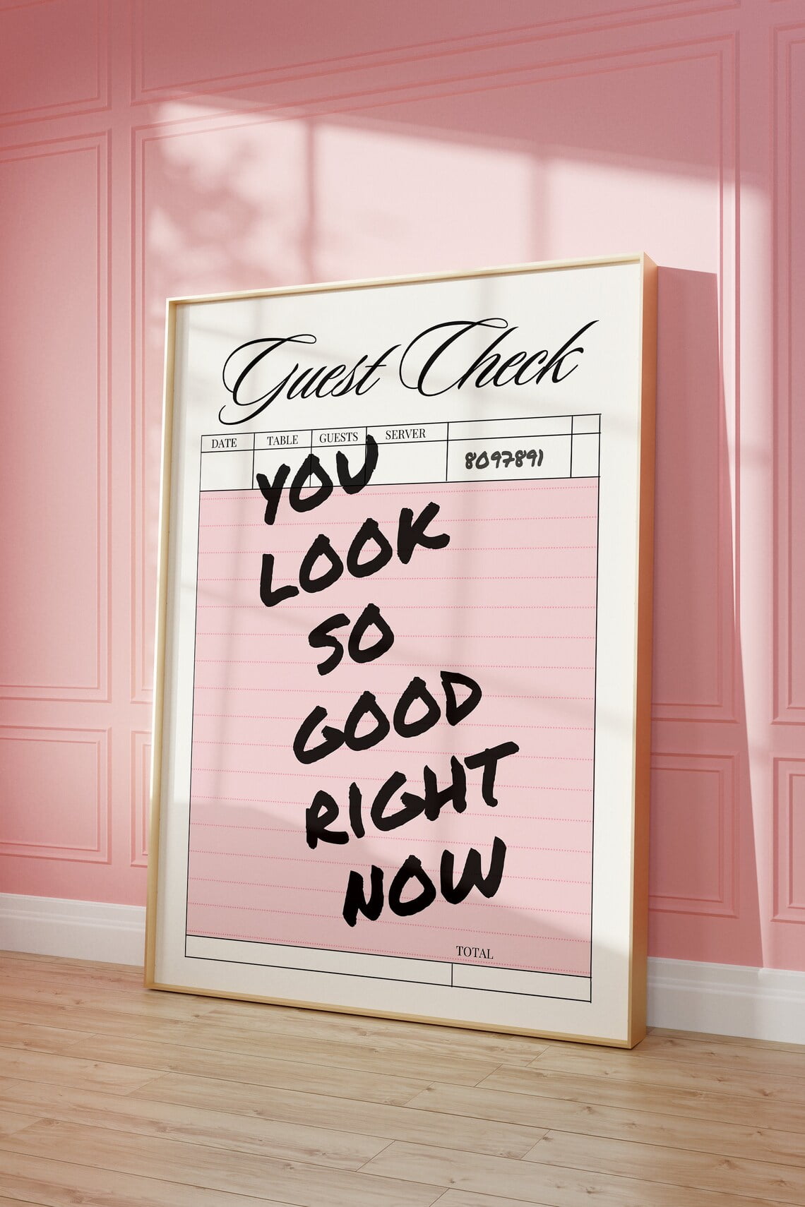 Dopaprint UNFRAMED PAPER POSTER Guest Check Pink Wall Art Instant ...