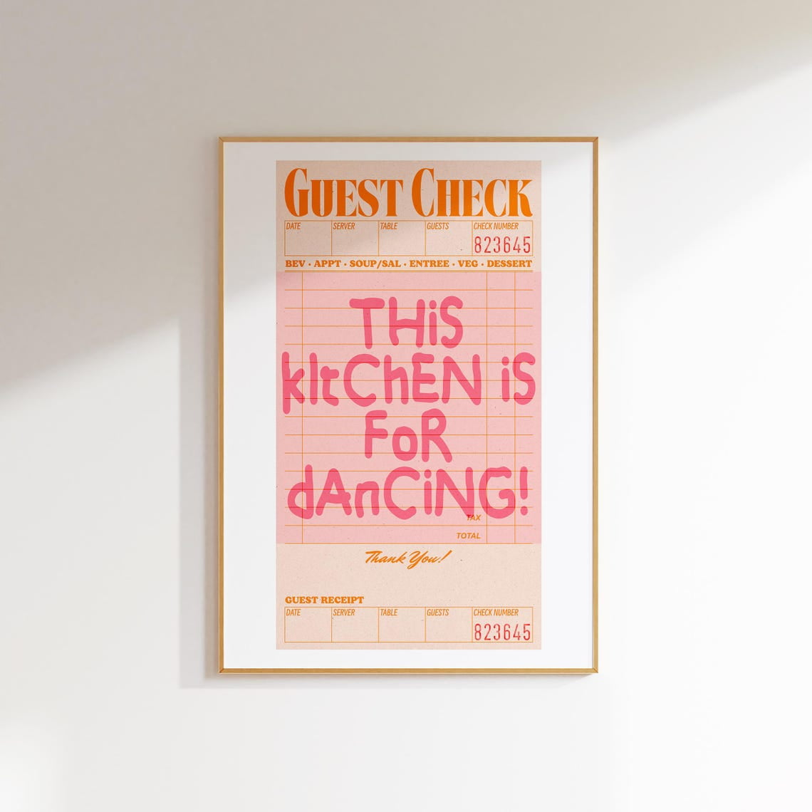 Dopaprint UNFRAMED PAPER POSTER Guest Check Poster Kitchen Decor Retro ...