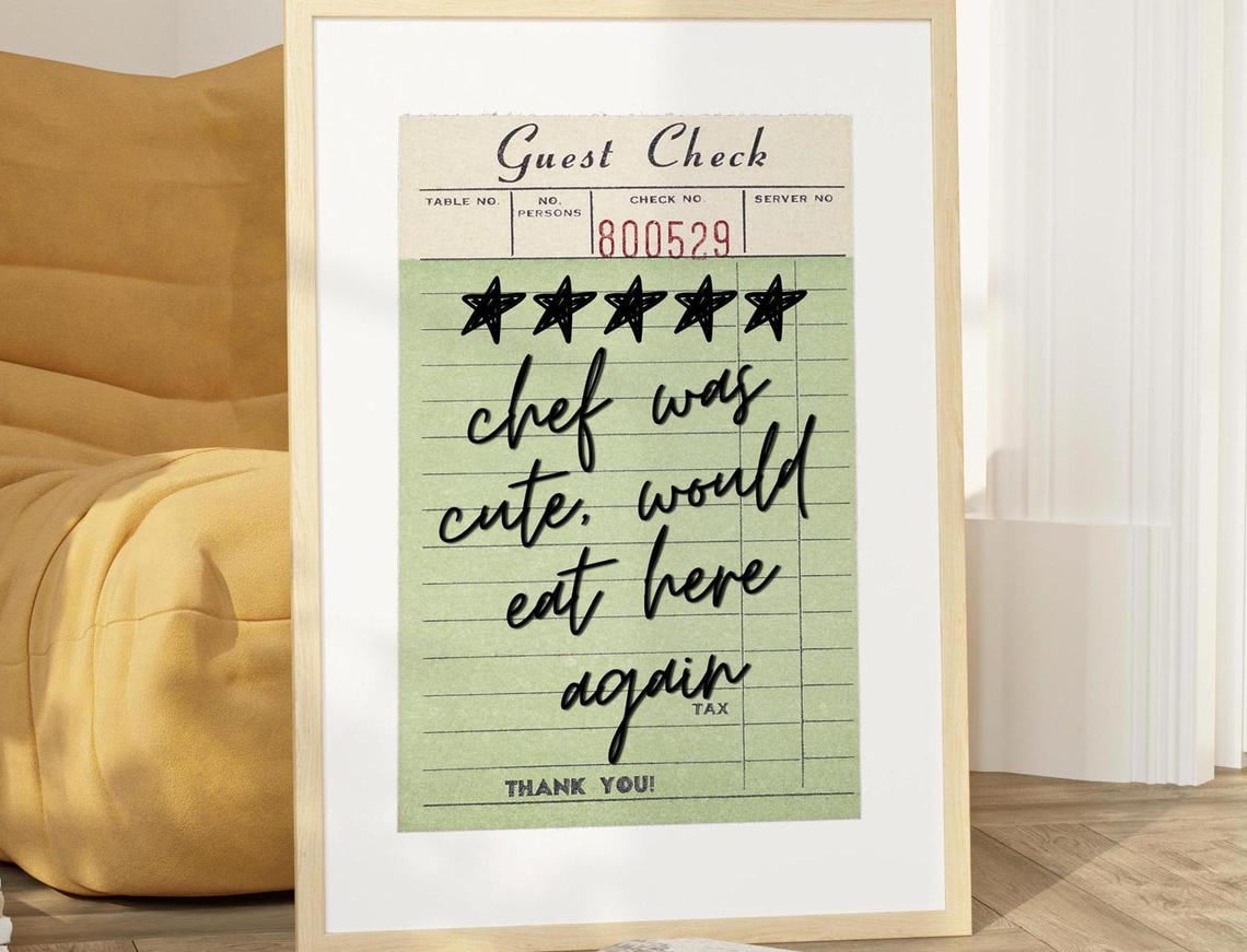 Dopaprint UNFRAMED PAPER POSTER Guest Check Print Trendy Wall Art Chef ...