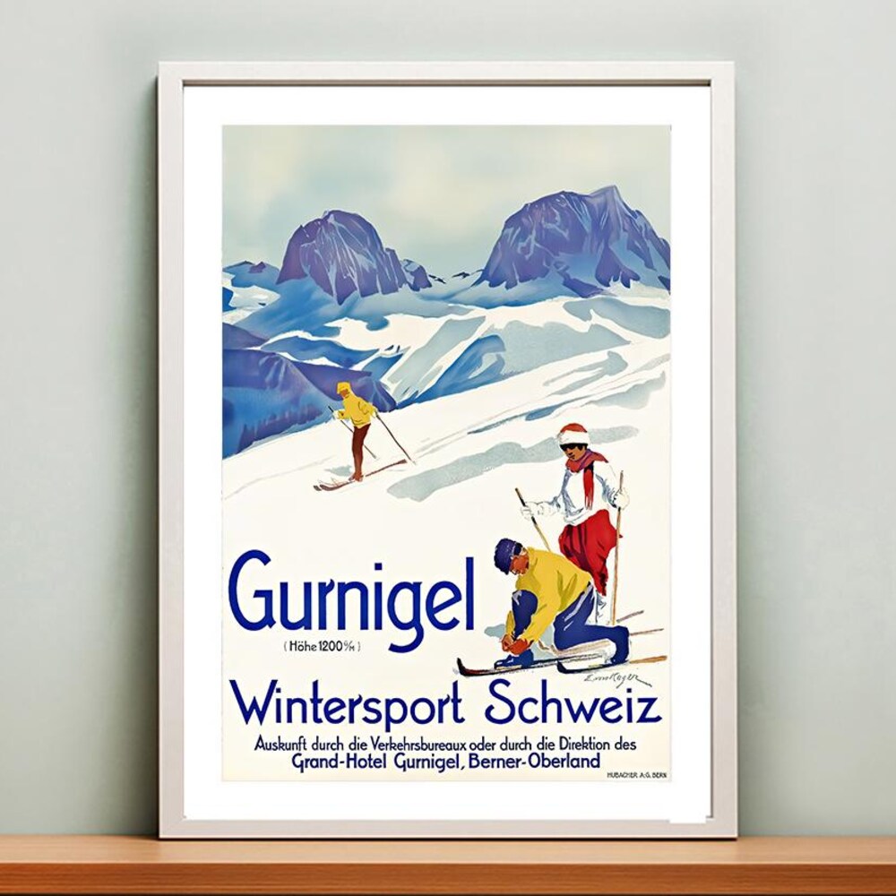 Dopaprint UNFRAMED PAPER POSTER Gurnigel Wintersport Schweiz Vintage ...