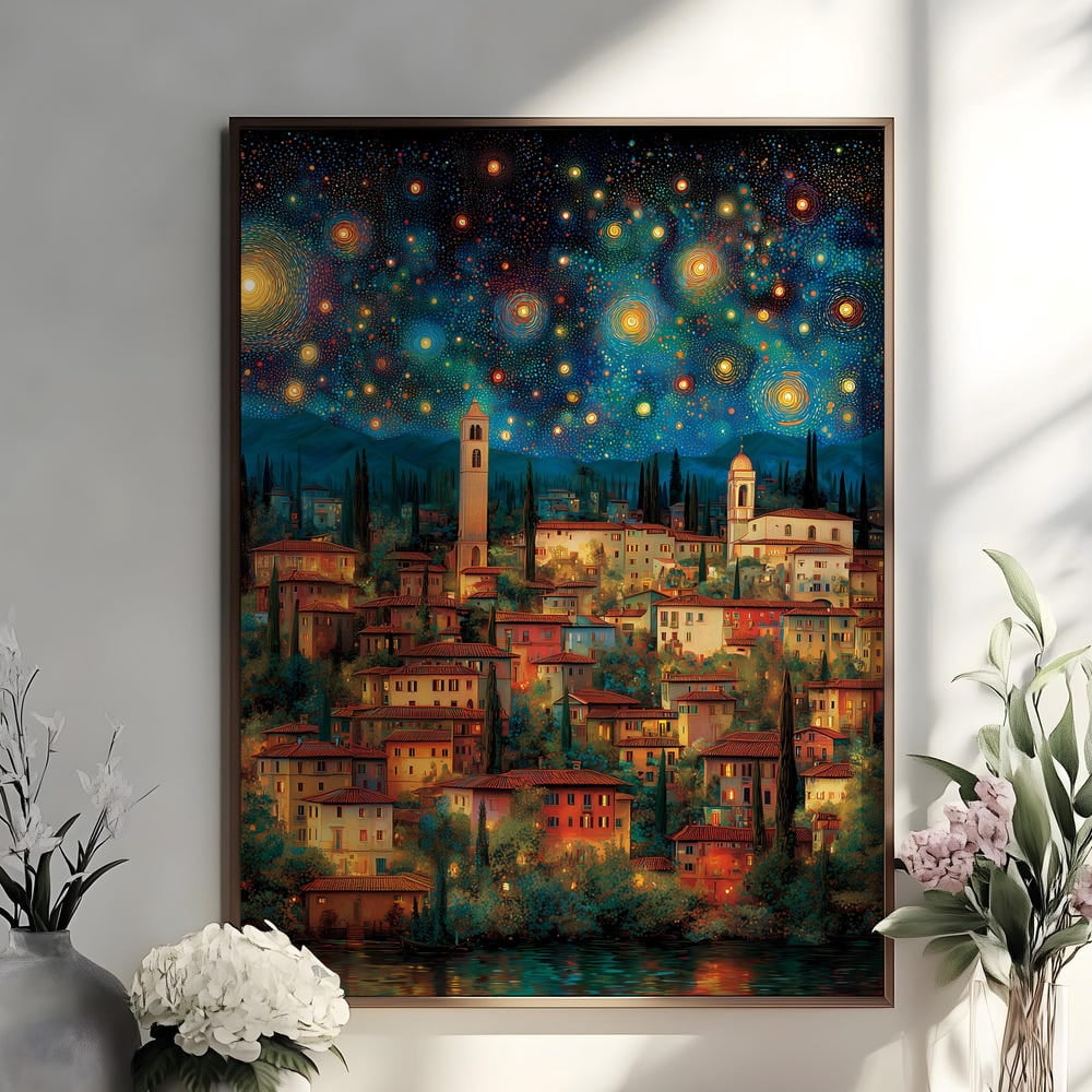 Dopaprint UNFRAMED PAPER POSTER Gustav Klimt Inspired Village Night ...