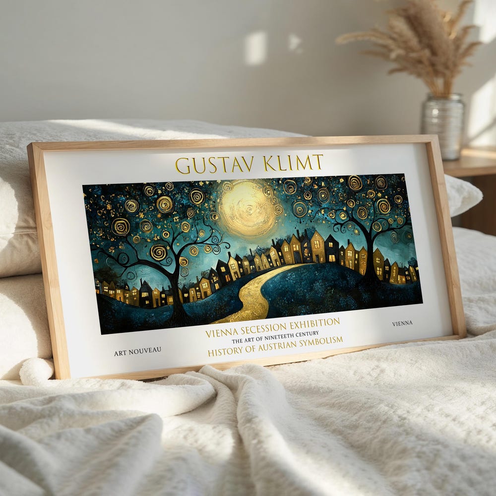 Dopaprint UNFRAMED PAPER POSTER Gustav Klimt Night Village Panoramic ...
