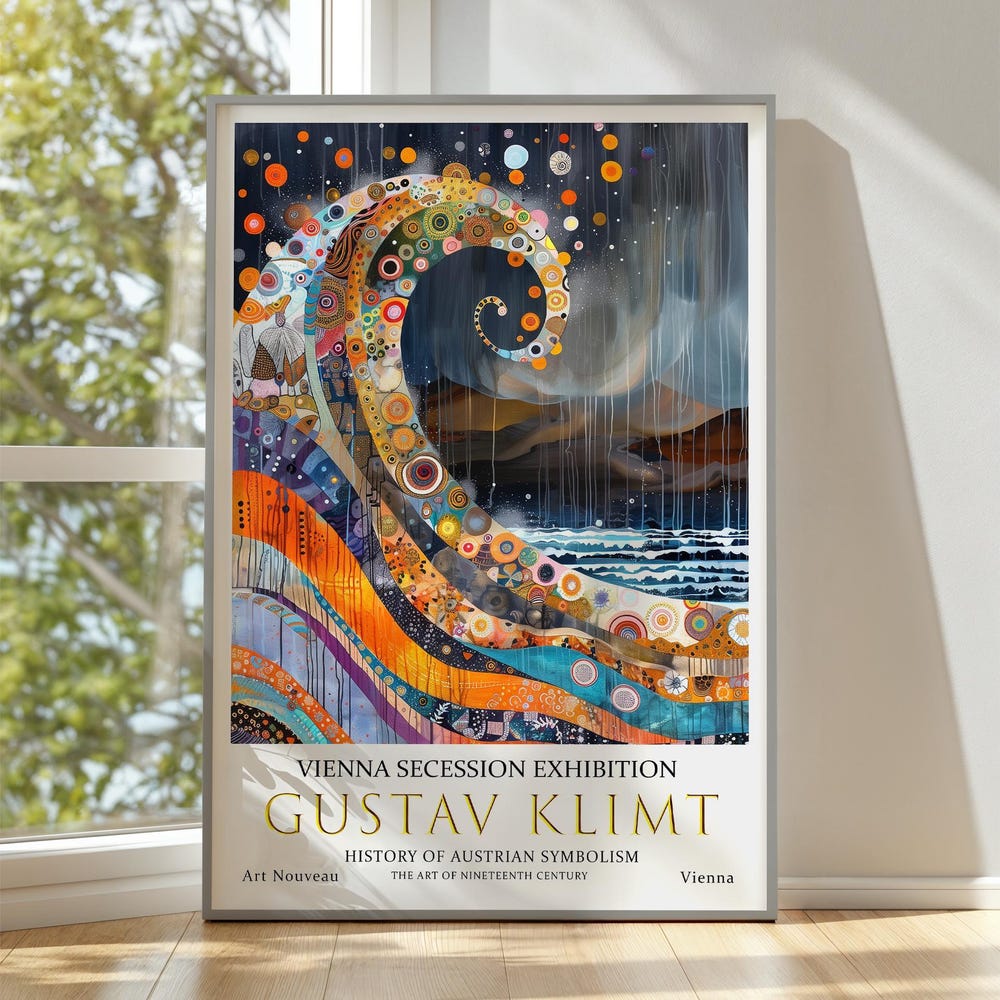 Dopaprint UNFRAMED PAPER POSTER Gustav Klimt Wave Print, Gustav Klimt ...