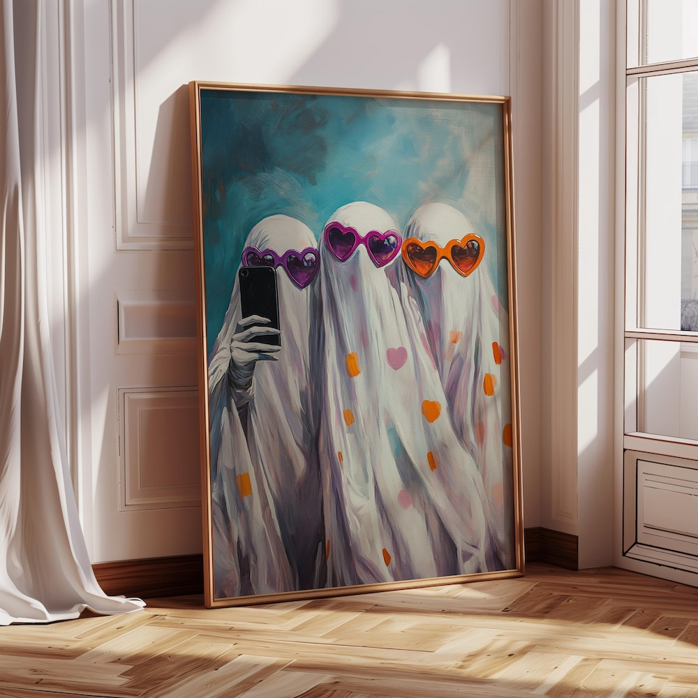 Dopaprint UNFRAMED PAPER POSTER Heart Glasses Ghost Selfie Art, Cute ...