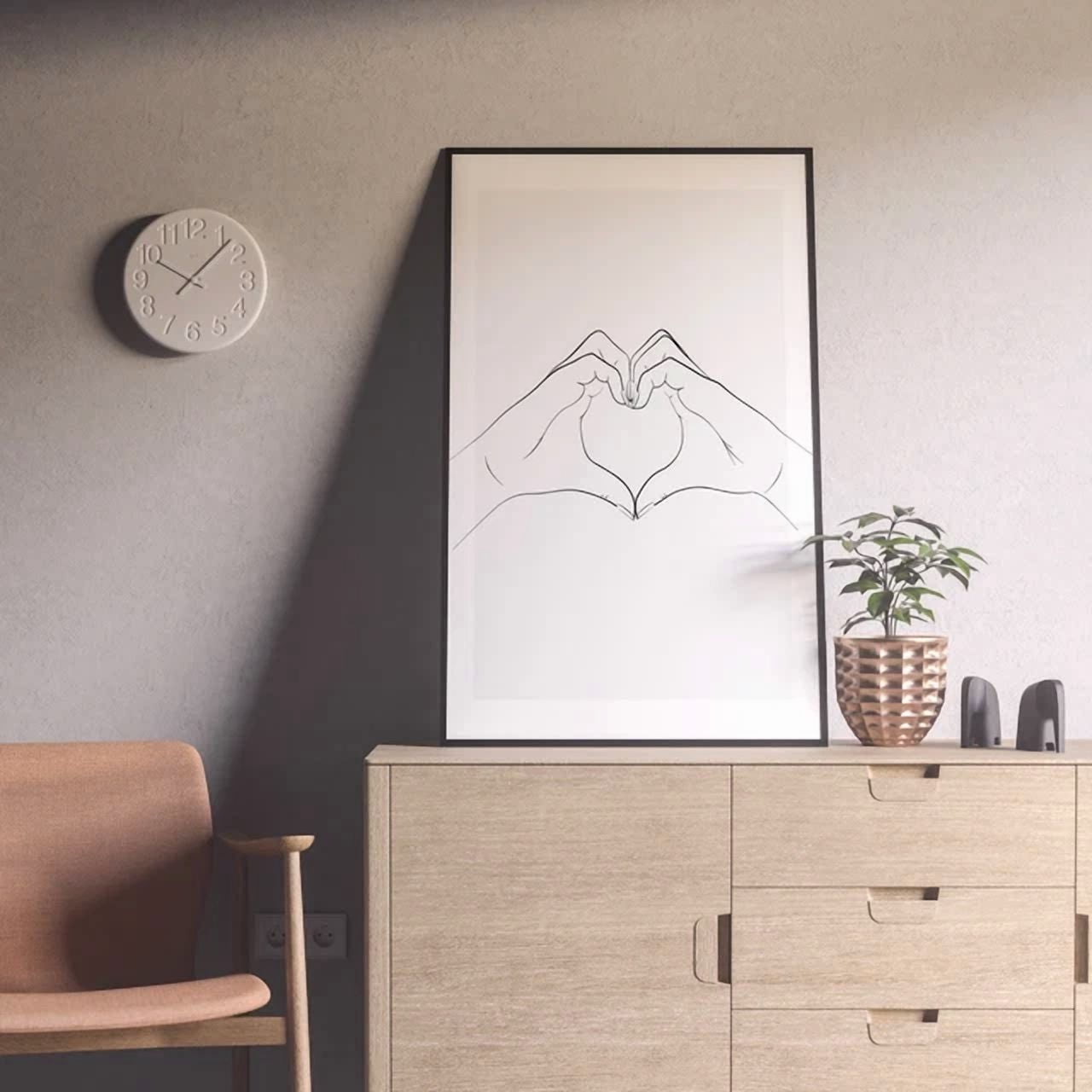 Dopaprint UNFRAMED PAPER POSTER Heart Hands Artful Line Poster Art ...