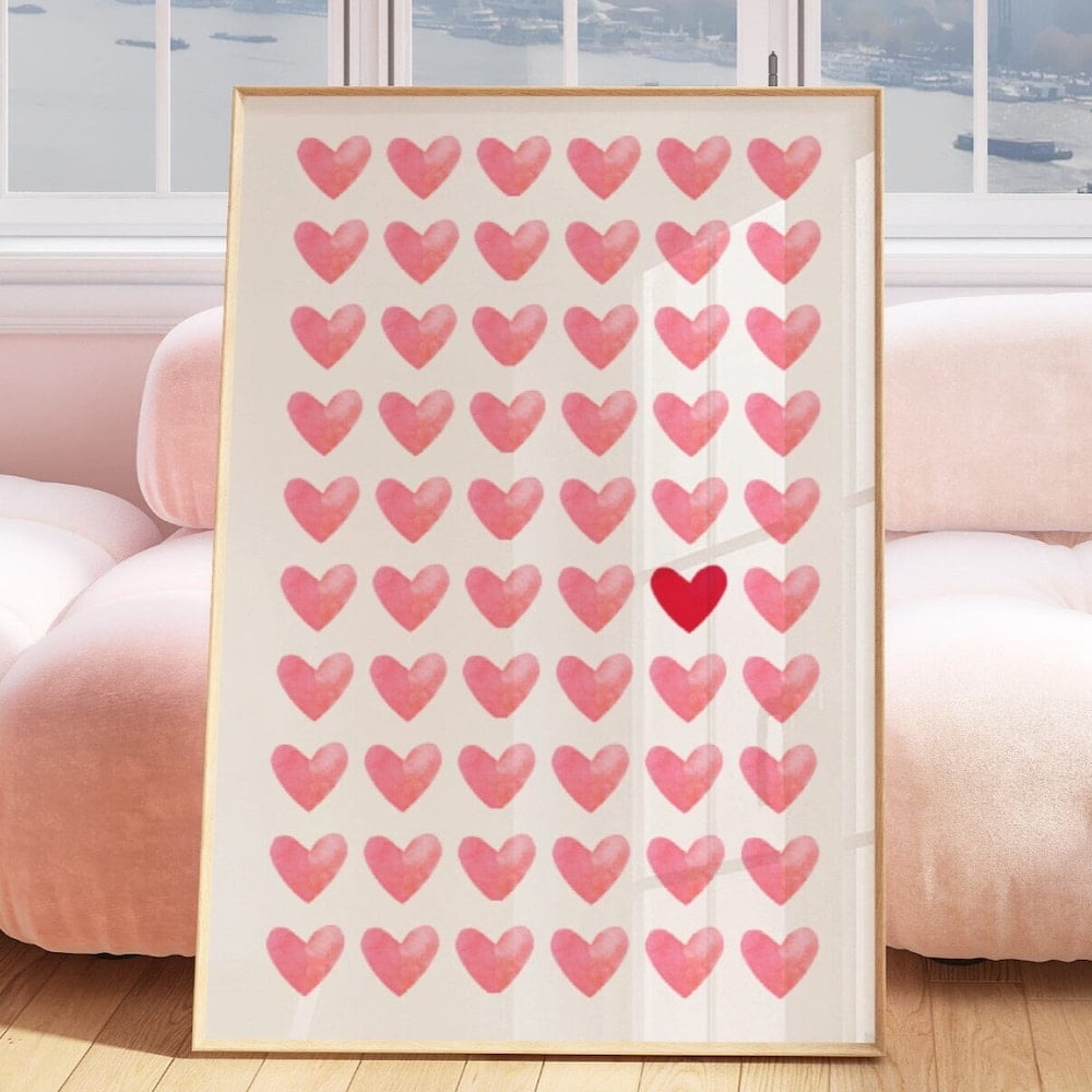 Dopaprint UNFRAMED PAPER POSTER Hearts Print,Pink Red Preppy Wall Art ...