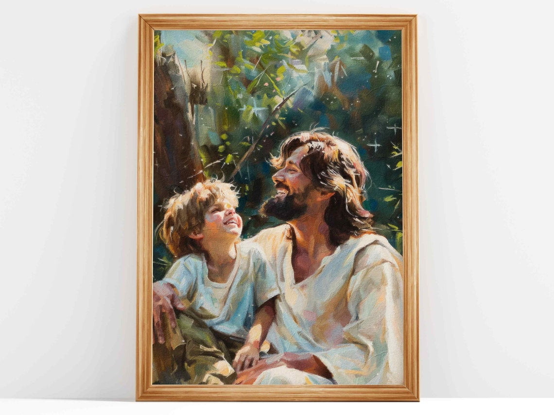 Dopaprint UNFRAMED PAPER POSTER Heavenly Laughter, Jesus With Boy ...