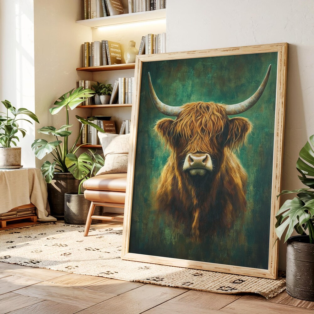 Dopaprint UNFRAMED PAPER POSTER Highland Cow Poster Wall Art Rustic ...