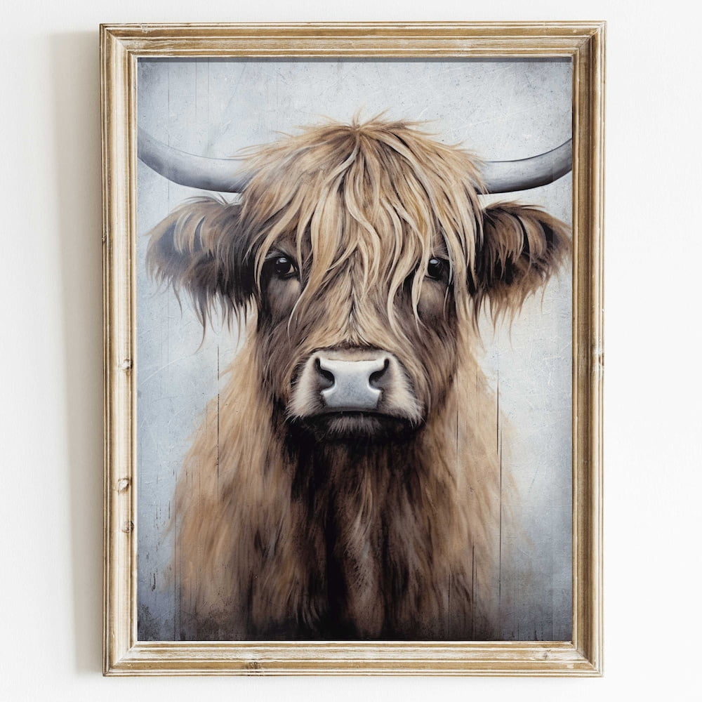 Dopaprint UNFRAMED PAPER POSTER Highland Cow Wall Art, Rustic Cow ...