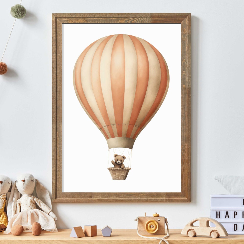 Dopaprint UNFRAMED PAPER POSTER Hot Air Balloon Nursery Print, Cute ...