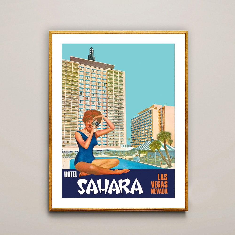 Dopaprint UNFRAMED PAPER POSTER Hotel Sahara, Las Vegas Nevada Vintage ...