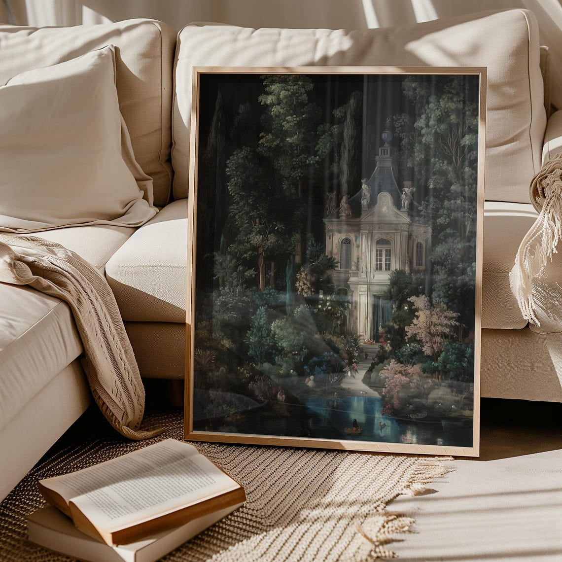 Dopaprint UNFRAMED PAPER POSTER House On The Lake At Night, Night Art ...
