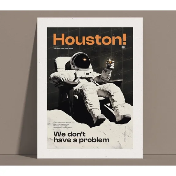 Dopaprint UNFRAMED PAPER POSTER Houston Astronaut Poster, Retro Sci-Fi ...