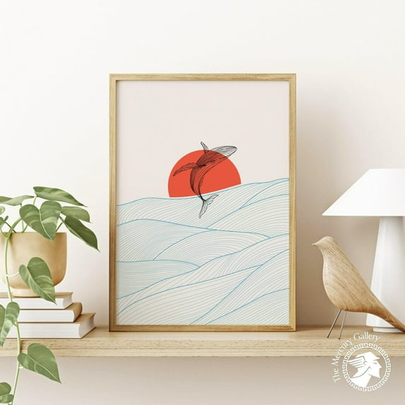 Dopaprint UNFRAMED PAPER POSTER Humpback Whale Breaching Drawing Wall ...
