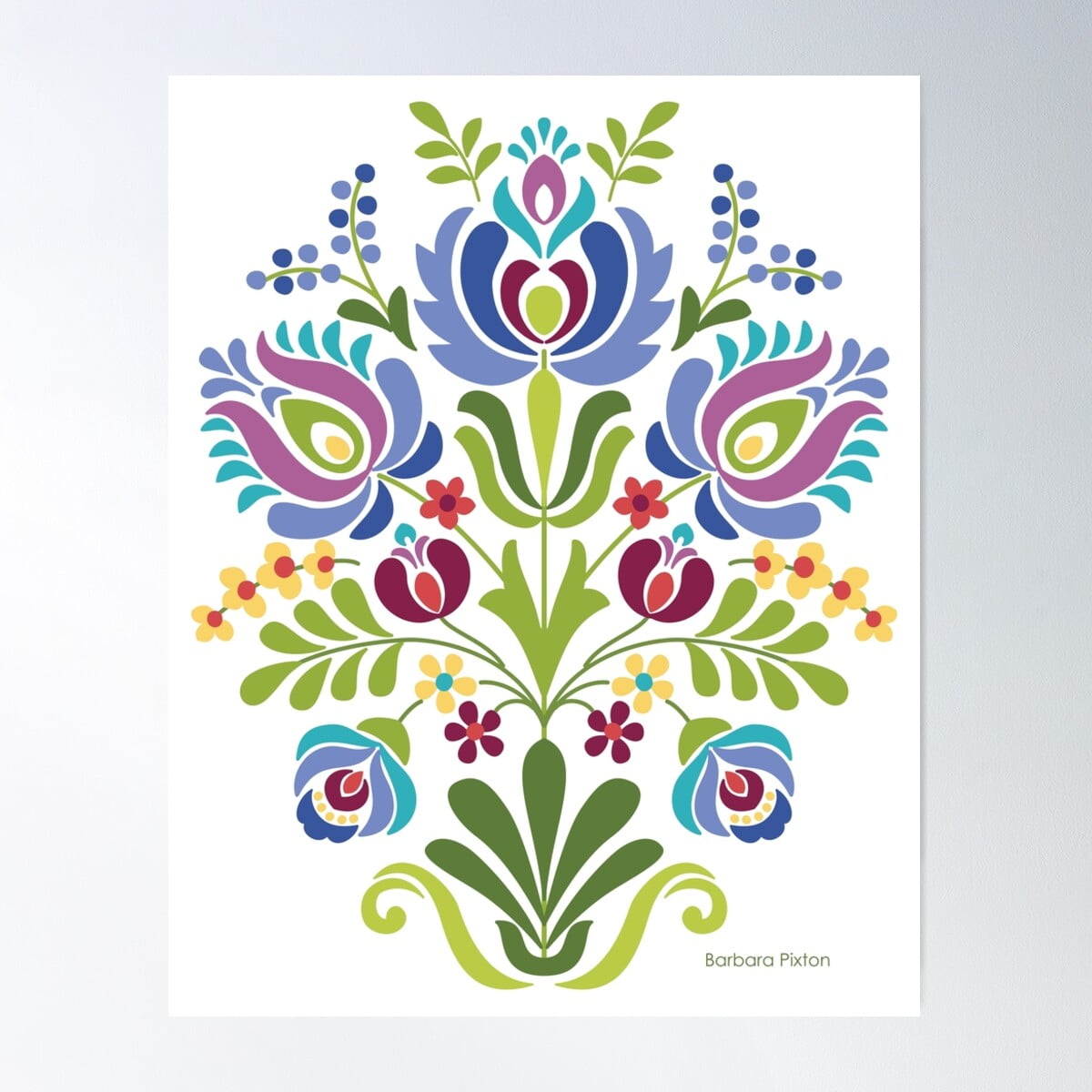 Dopaprint UNFRAMED PAPER POSTER Hungarian Folk Design Violet Poster ...