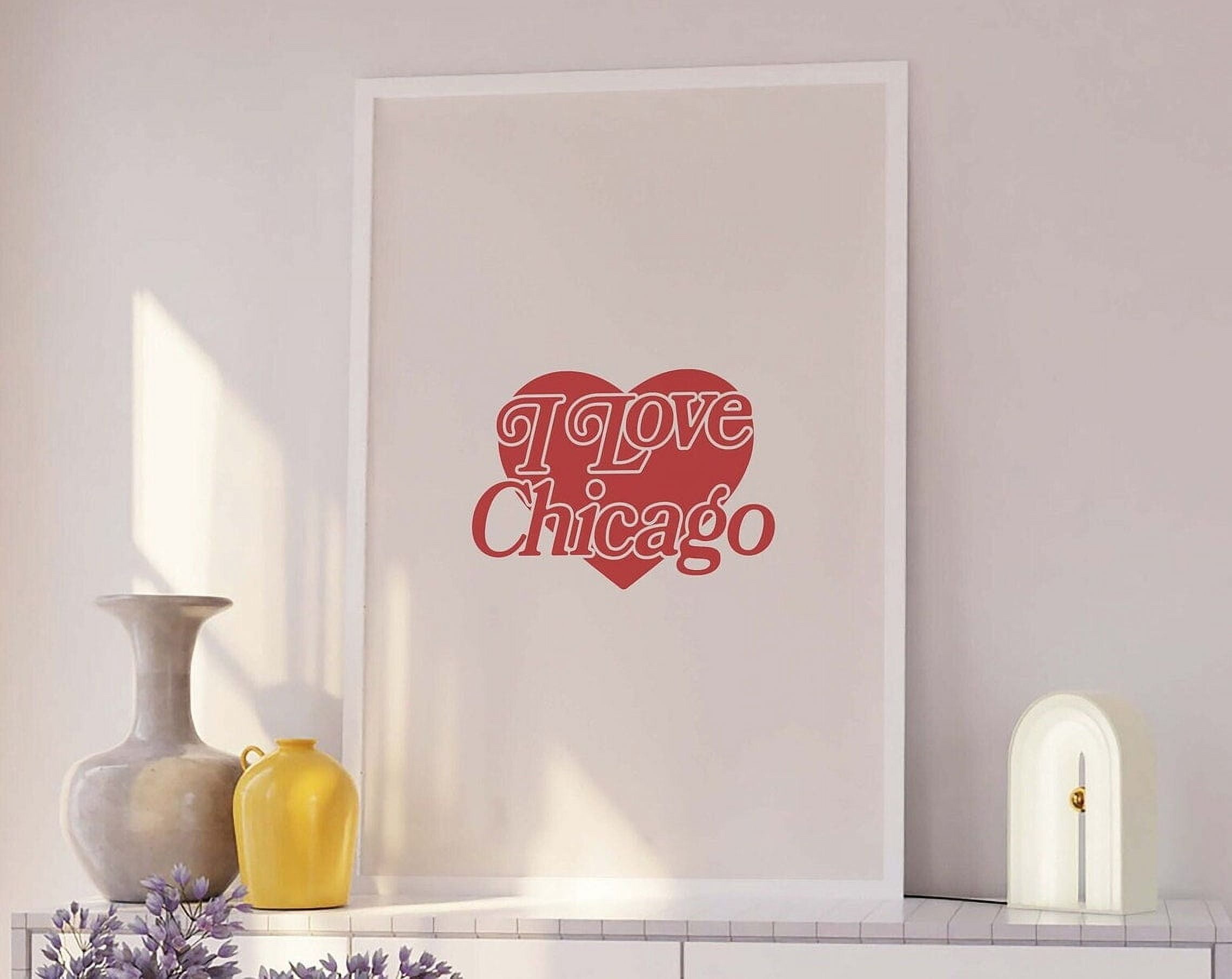 Dopaprint UNFRAMED PAPER POSTER I Love Chicago Print, Art, Retro Red ...
