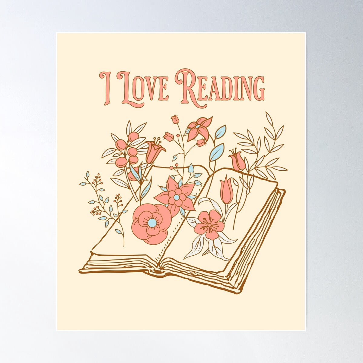 Dopaprint UNFRAMED PAPER POSTER I Love Reading - Vintage Open Book With ...