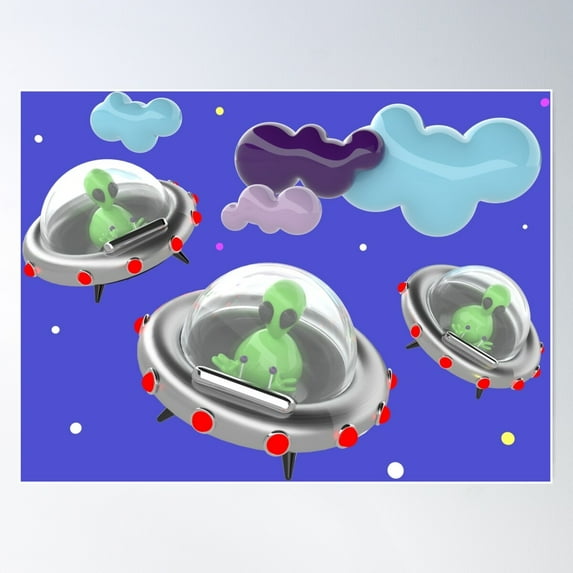 Dopaprint UNFRAMED PAPER POSTER Invasion Of The Green Aliens! Ufo'S ...