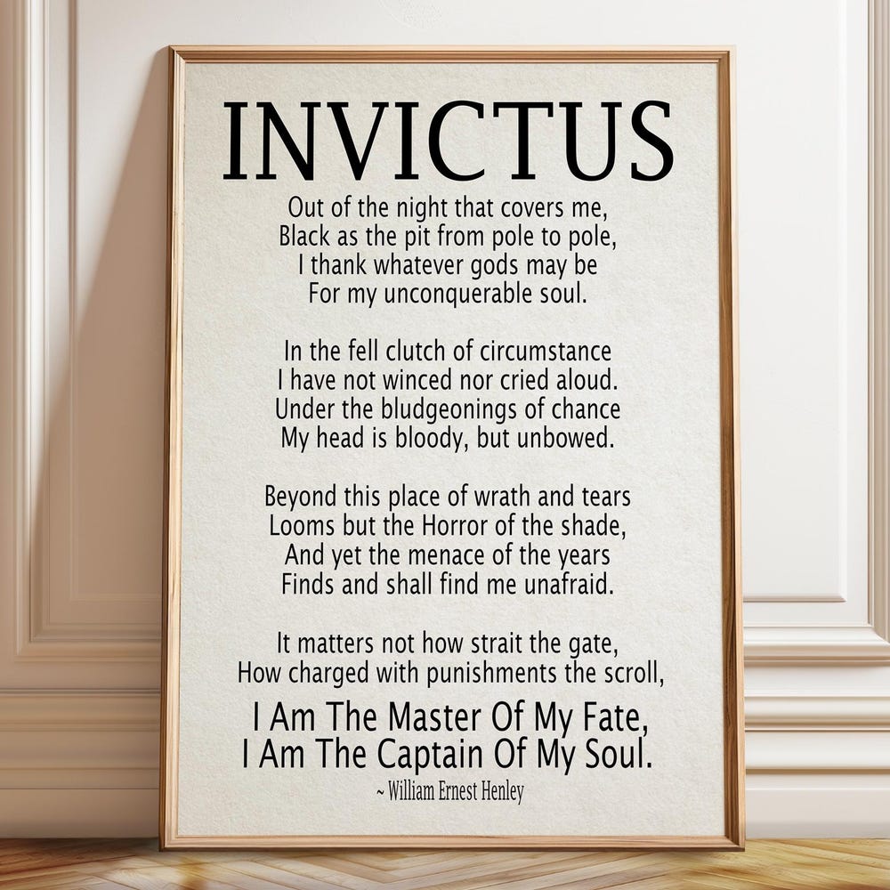 Dopaprint UNFRAMED PAPER POSTER Invictus Poem Invictus Art Print By ...