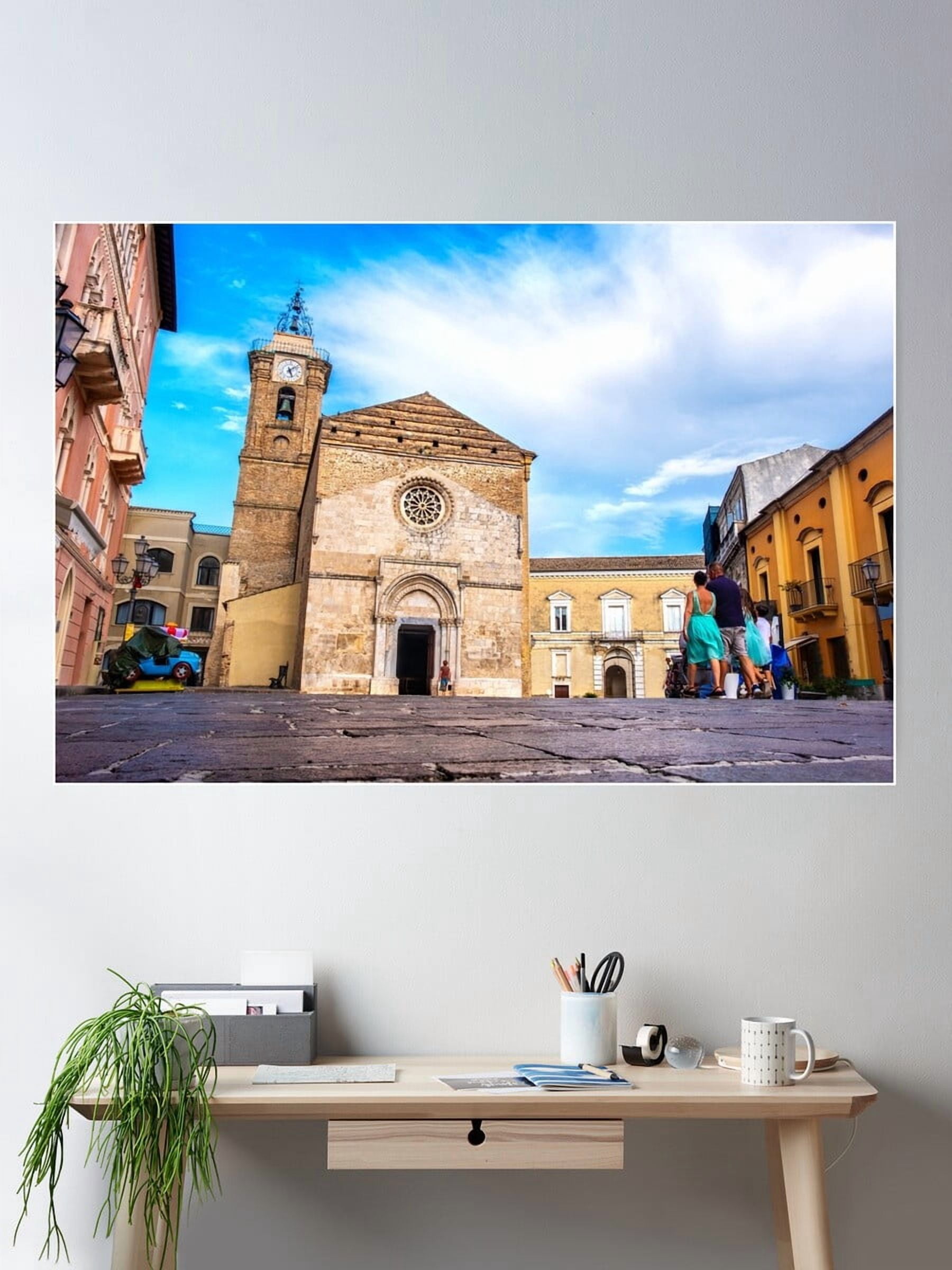 Dopaprint UNFRAMED PAPER POSTER Italia Church Plaza People Street Of ...