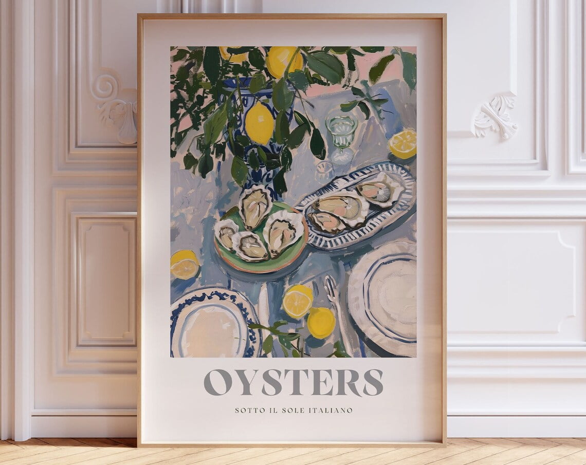 Dopaprint UNFRAMED PAPER POSTER Italian Oysters Print, Gift Oysters ...