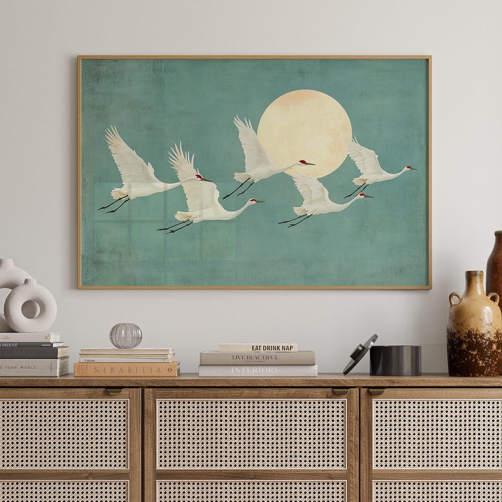 Dopaprint UNFRAMED PAPER POSTER Japanese Crane Wall Art - Minimalist ...