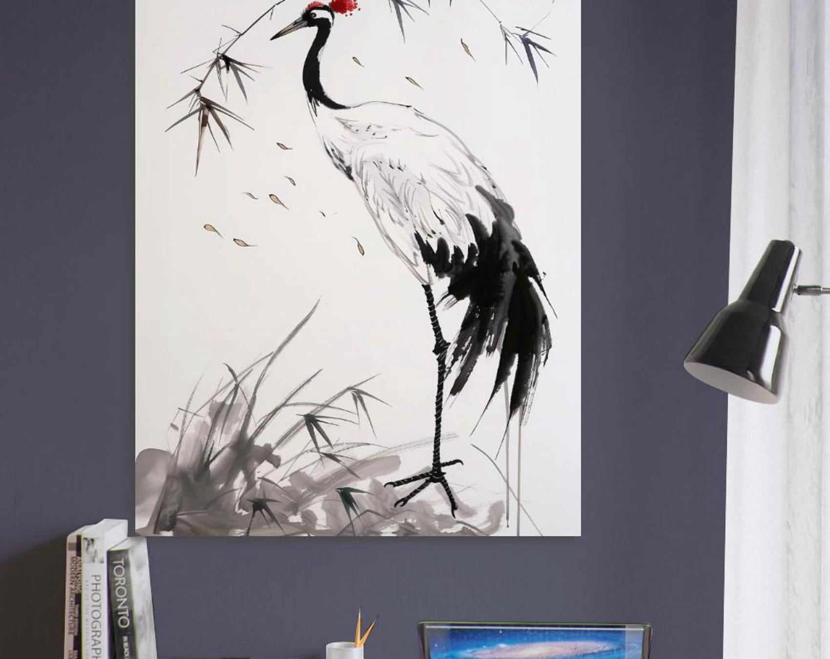 Dopaprint UNFRAMED PAPER POSTER Japanese Kano Motonobu Style Crane ...