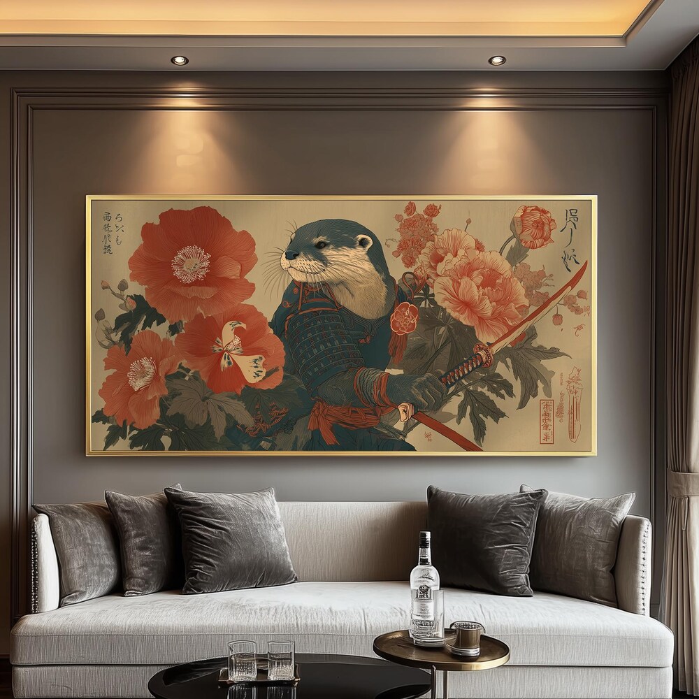 Dopaprint UNFRAMED PAPER POSTER Japanese Samurai Otter Panoramic Art ...