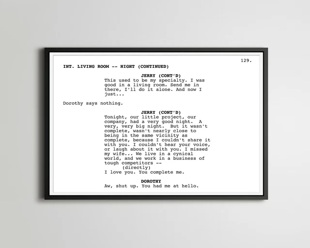 Dopaprint UNFRAMED PAPER POSTER Jerry Maguire Screenplay Poster - Film ...