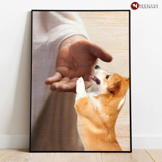 Dopaprint UNFRAMED PAPER POSTER Jesus Christ And Pembroke Welsh Corgi ...