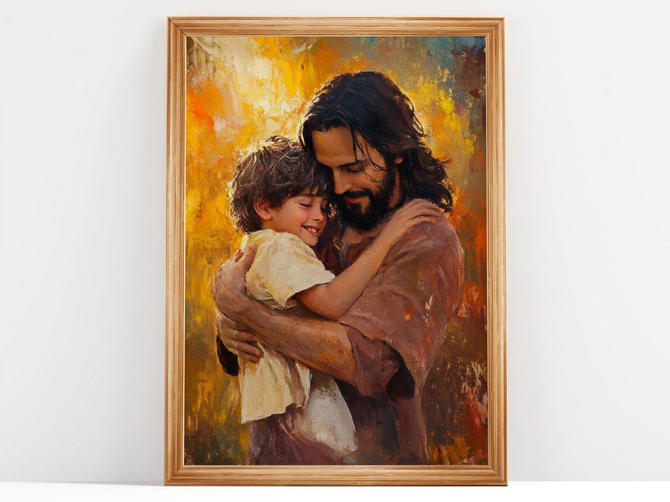 Dopaprint UNFRAMED PAPER POSTER Jesus Hugging Boy, Christian Art, Jesus ...