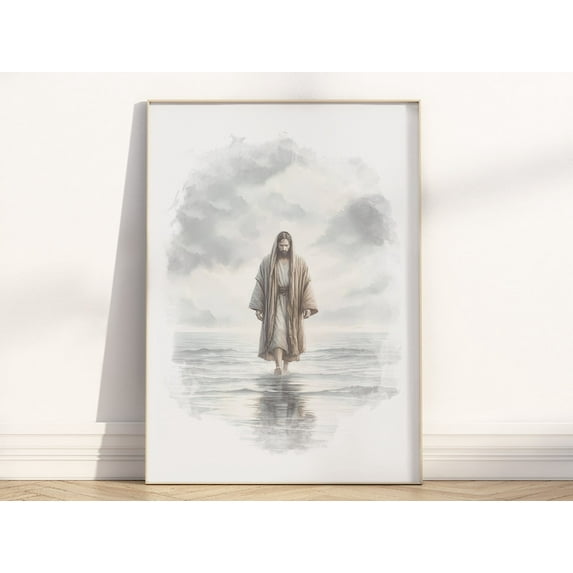 Dopaprint UNFRAMED PAPER POSTER Jesus Walks On Water Bible Verse Wall ...